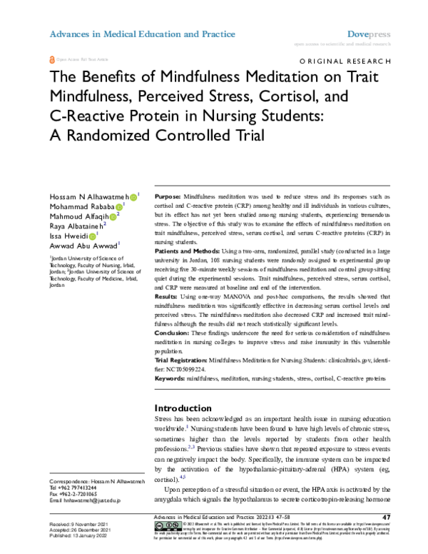 (PDF) The Benefits of Mindfulness Meditation on Trait Mindfulness ...