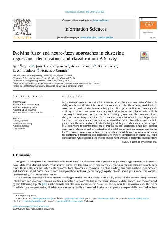 Pdf Evolving Fuzzy And Neuro Fuzzy Approaches In Clustering Regression Identification And