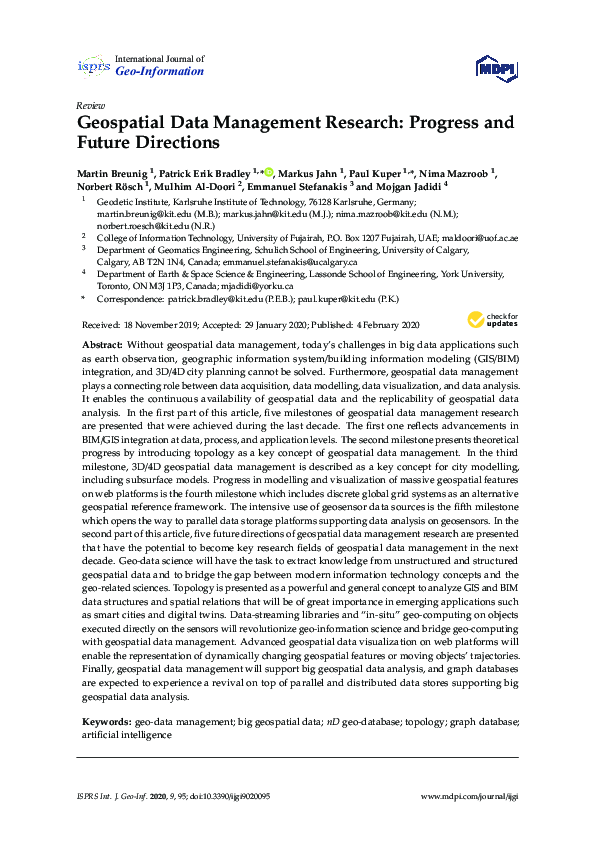 (PDF) Geospatial Data Management Research: Progress and Future Directions