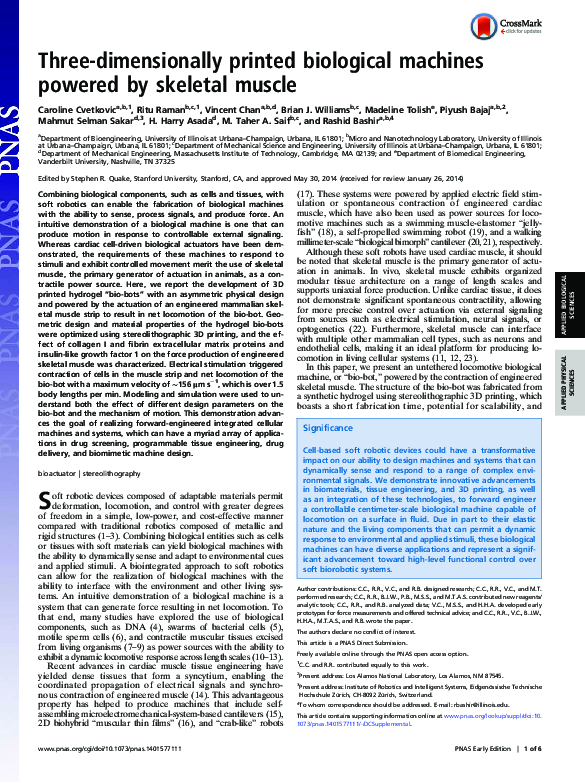 (PDF) Three-dimensionally printed biological machines powered by ...