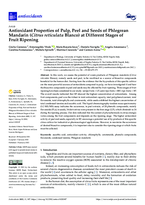 (PDF) Antioxidant Properties of Pulp, Peel and Seeds of Phlegrean ...
