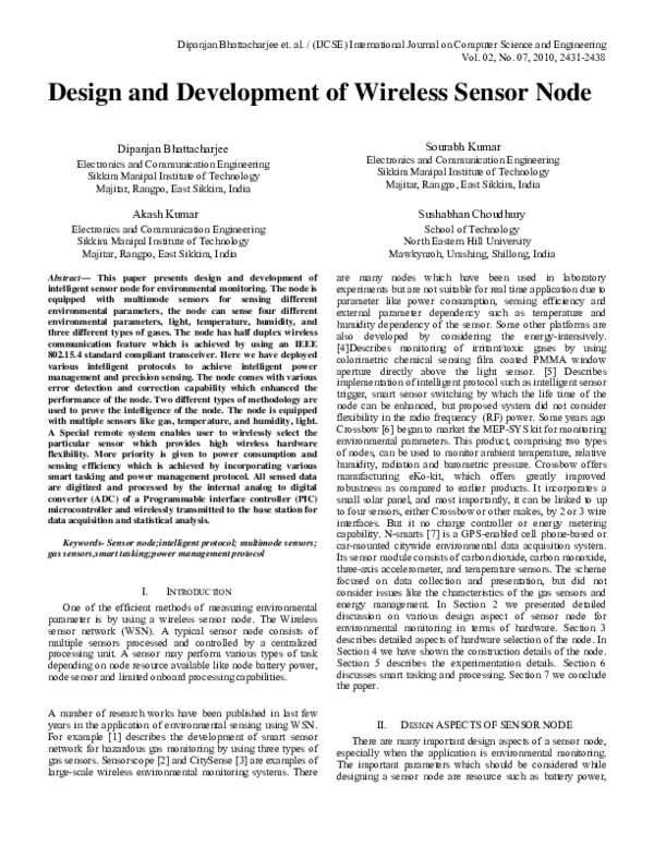(PDF) Design and Development of Wireless Sensor Node