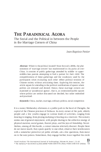 (PDF) The Paradoxical Agora. The Social and the Political in between ...