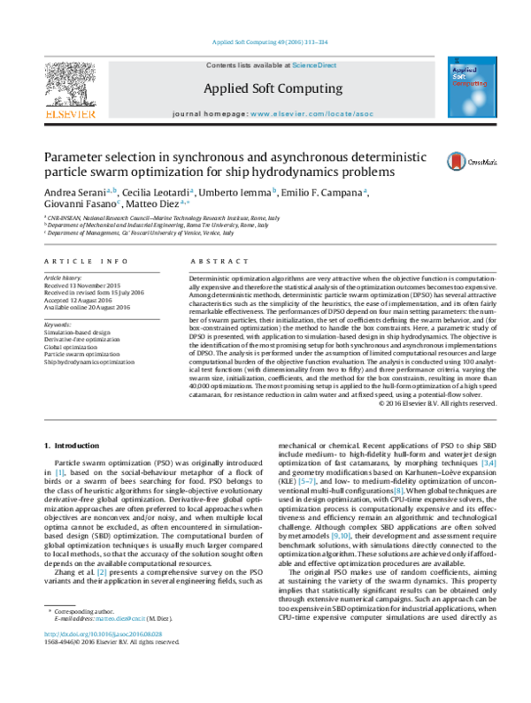 (PDF) Parameter selection in synchronous and asynchronous deterministic particle swarm ...