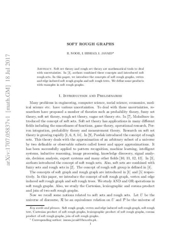 (PDF) Soft Rough Graphs