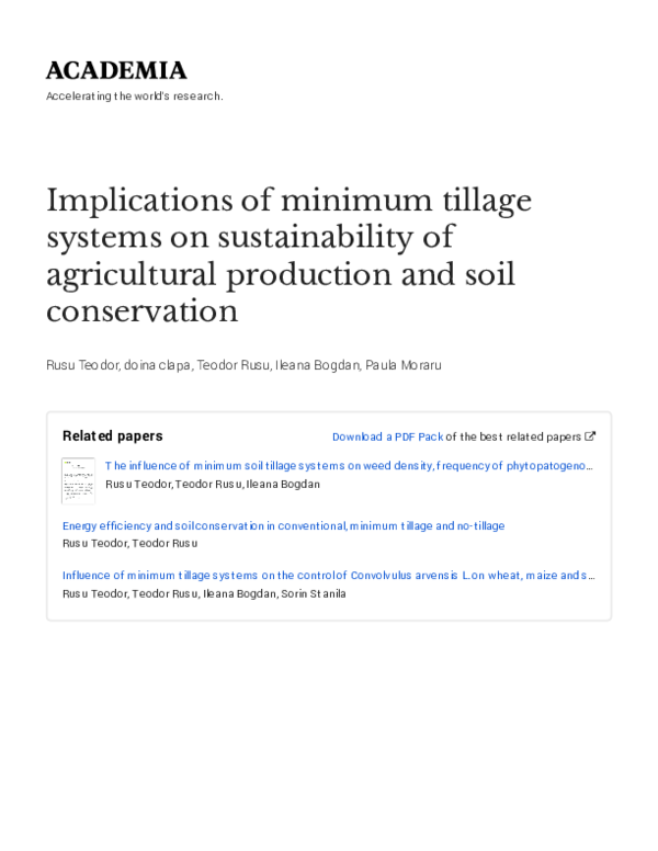 (PDF) Implications of minimum tillage systems on sustainability of ...