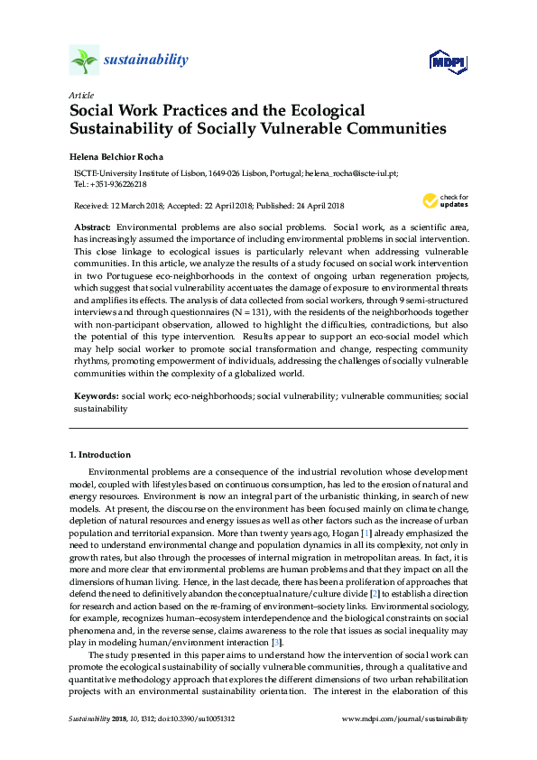 (PDF) Social Work Practices and the Ecological Sustainability of ...