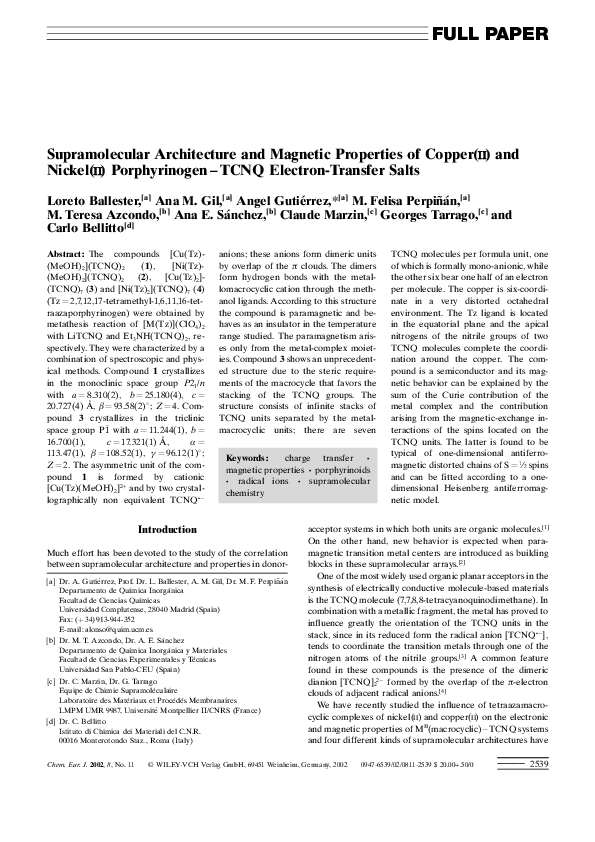 (PDF) Supramolecular Architecture and Magnetic Properties of Copper(II ...