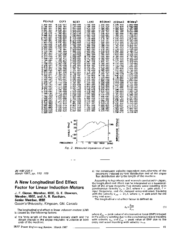 (PDF) A New Longitudinal End Effect Factor for Linear Induction Motors