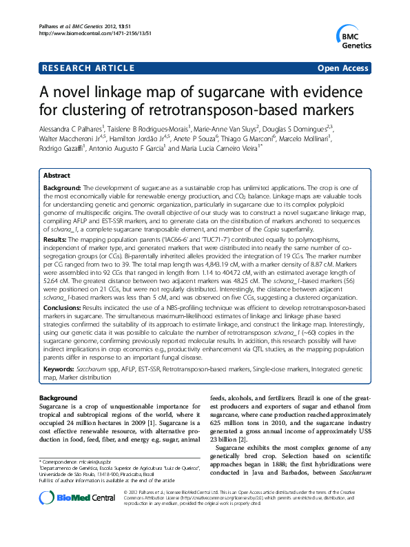 (PDF) Sugarcane Linkage Map with Retrotransposon Markers
