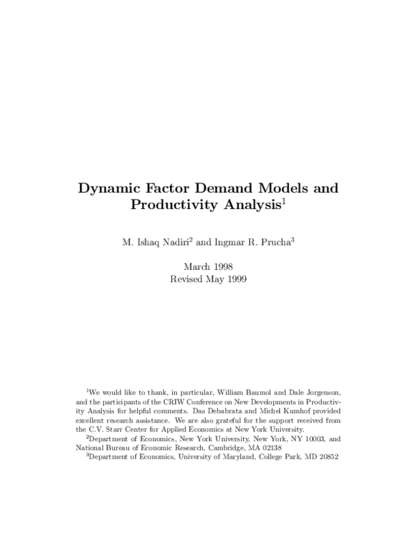 (PDF) Dynamic Factor Demand Models and Productivity Analysis