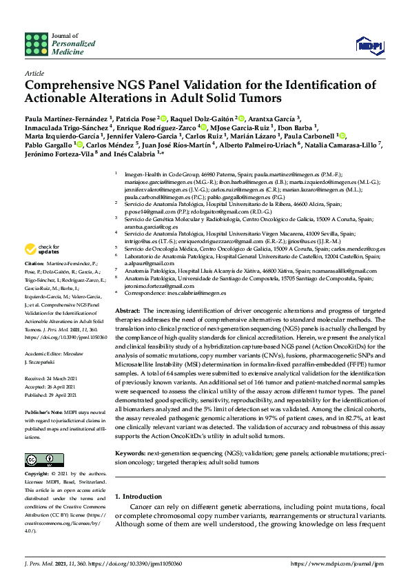 Comprehensive NGS Panel Validation for the Identification of Actionable ...