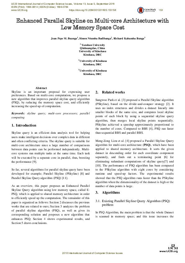 Pdf Enhanced Parallel Skyline On Multi Core Architecture With Low Memory Space Cost Richard