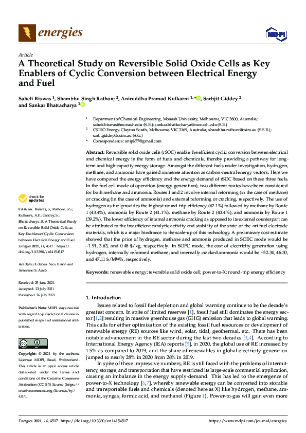 (PDF) A Theoretical Study on Reversible Solid Oxide Cells as Key ...