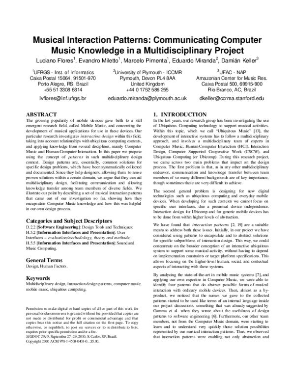 (PDF) Musical interaction patterns