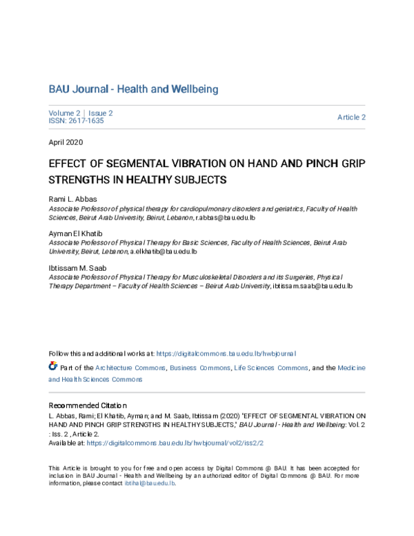 (PDF) Effect of Segmental Vibration on Hand and Pinch Grip Strengths in ...