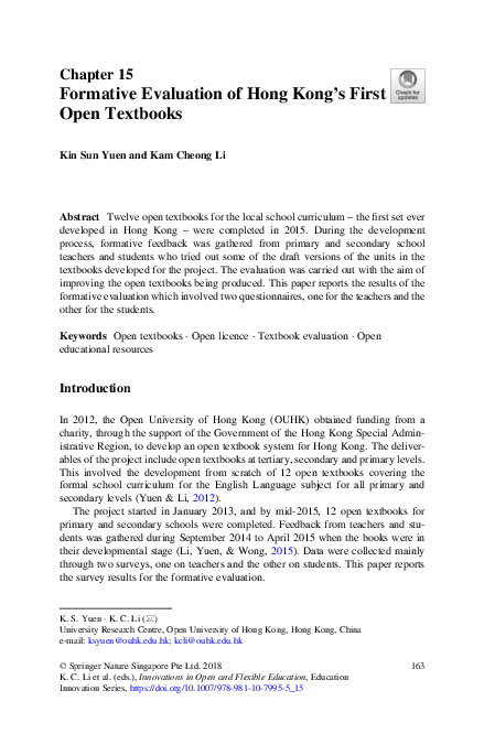 (PDF) Formative Evaluation of Hong Kong’s First Open Textbooks
