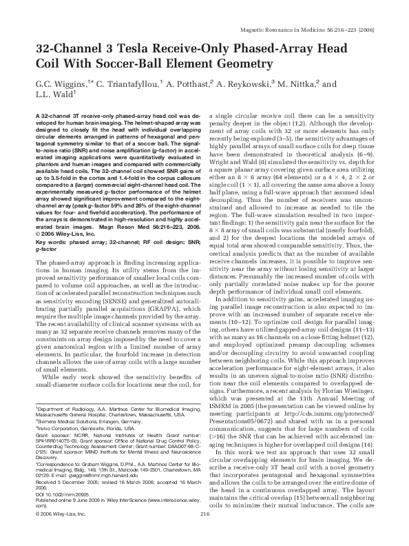 (PDF) 32-channel 3 Tesla receive-only phased-array head coil with ...