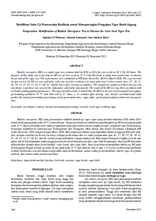 (PDF) Modifikasi Suhu Uji Pemunculan Radikula untuk Mempersingkat ...