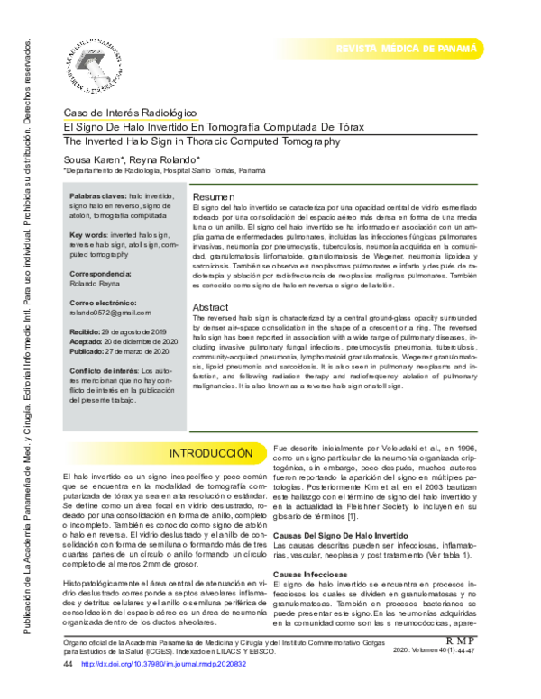 (PDF) El Signo De Halo Invertido En Tomografía Computada De Tórax [The ...