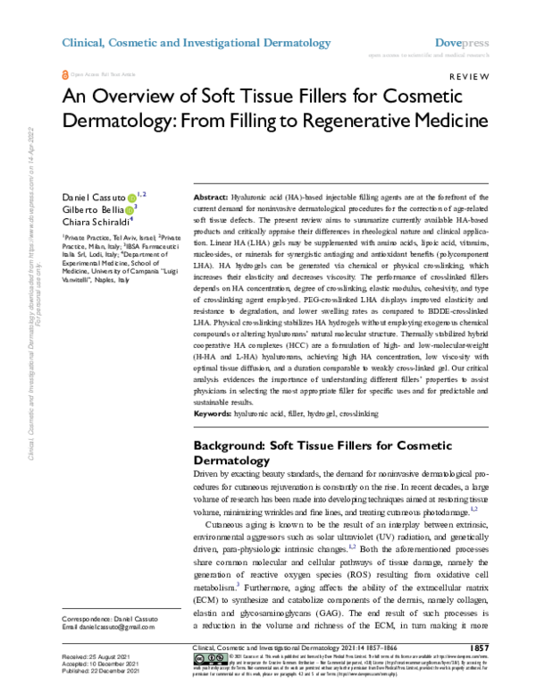 Pdf An Overview Of Soft Tissue Fillers For Cosmetic Dermatology From