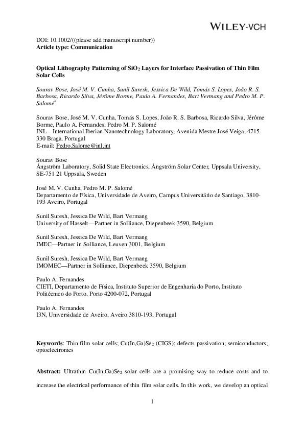 (PDF) Optical Lithography Patterning of SiO2 Layers for Interface ...