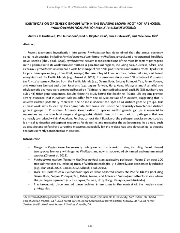(PDF) Population genomic analyses of the brown root-rot pathogen ...