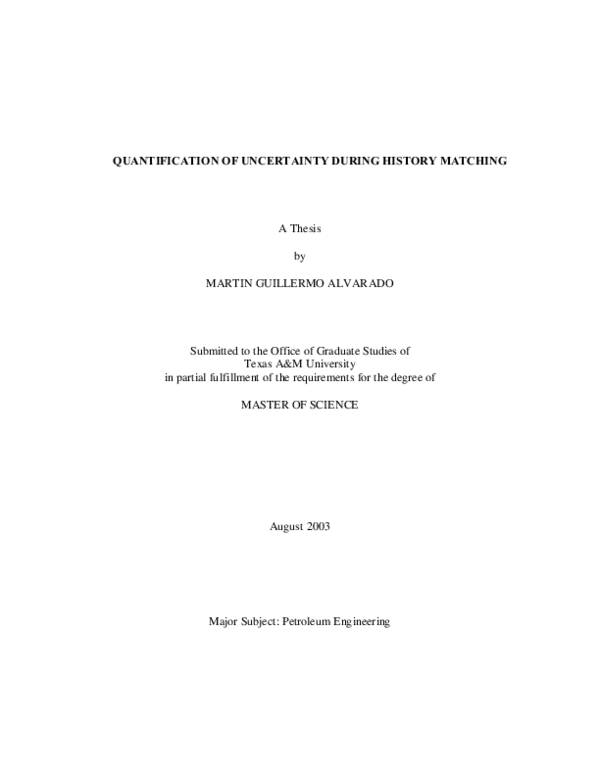 (PDF) Quantification of Uncertainty by Combining Forecasting with History Matching