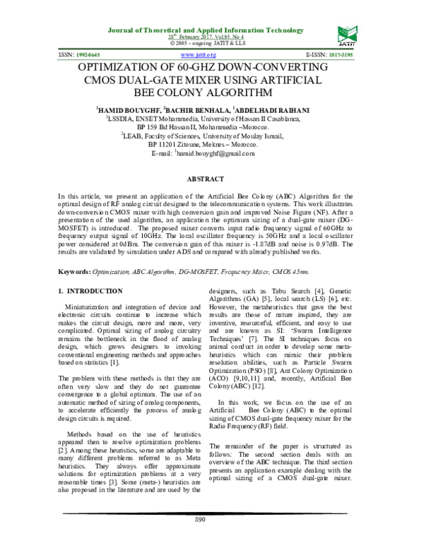(PDF) Optimization of 60-GHZ Down-Converting Cmos Dual-Gate Mixer Using ...