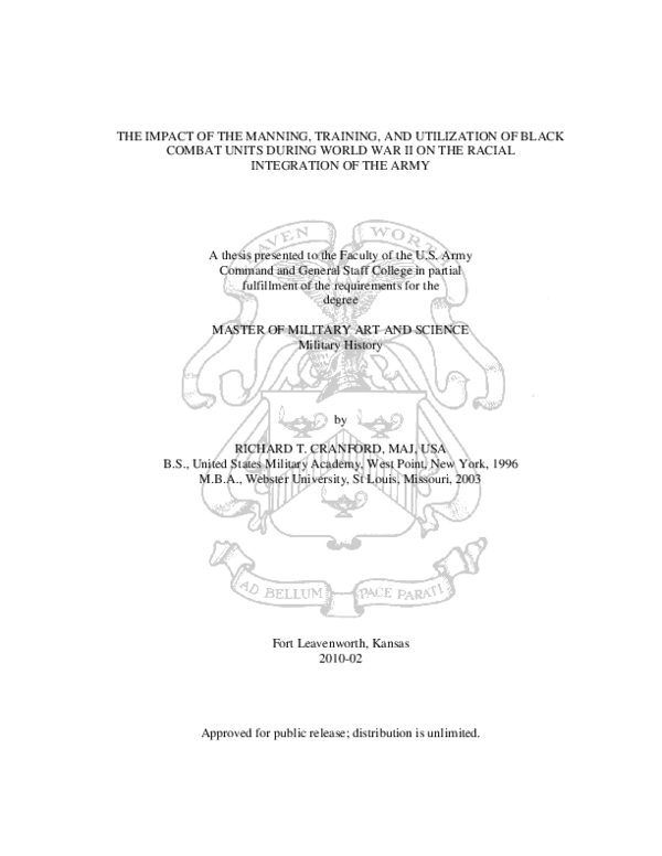 (PDF) Impact of the Manning, Training, and Utilization of Black Combat ...