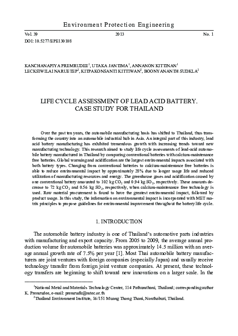 (PDF) Cycle life measurement of a sealed lead/acid battery