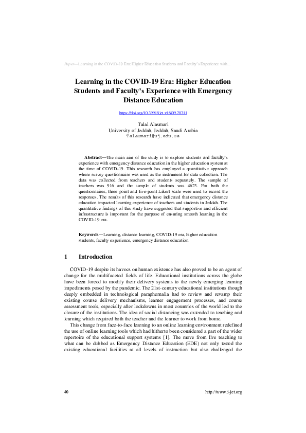 (PDF) Learning in the COVID-19 Era: Higher Education Students and ...
