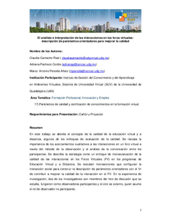(PDF) El análisis e interpretación de las interacciones en los foros ...