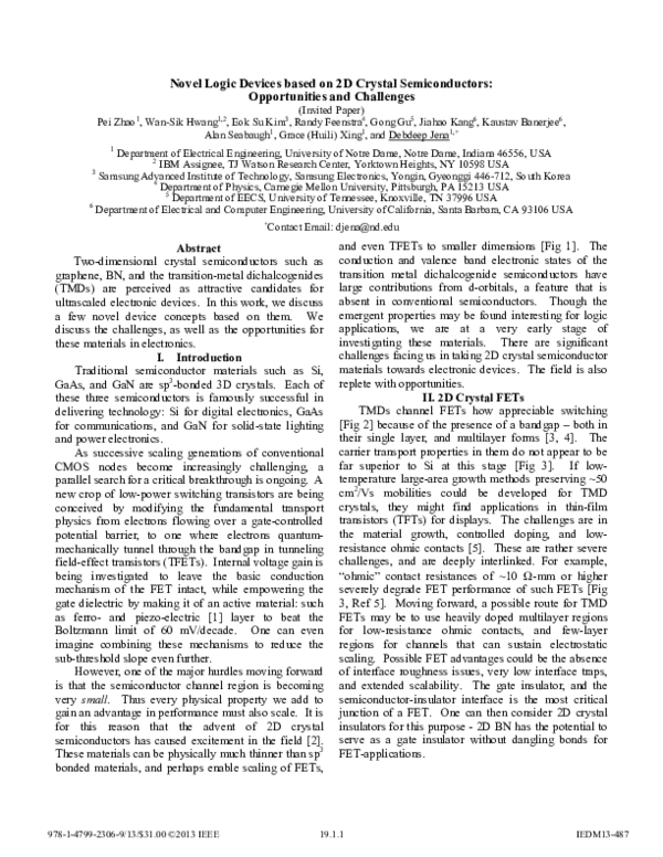 (PDF) Novel logic devices based on 2D crystal semiconductors ...