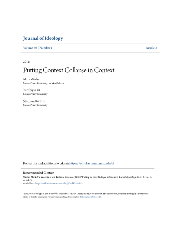 (PDF) Putting Context Collapse in Context