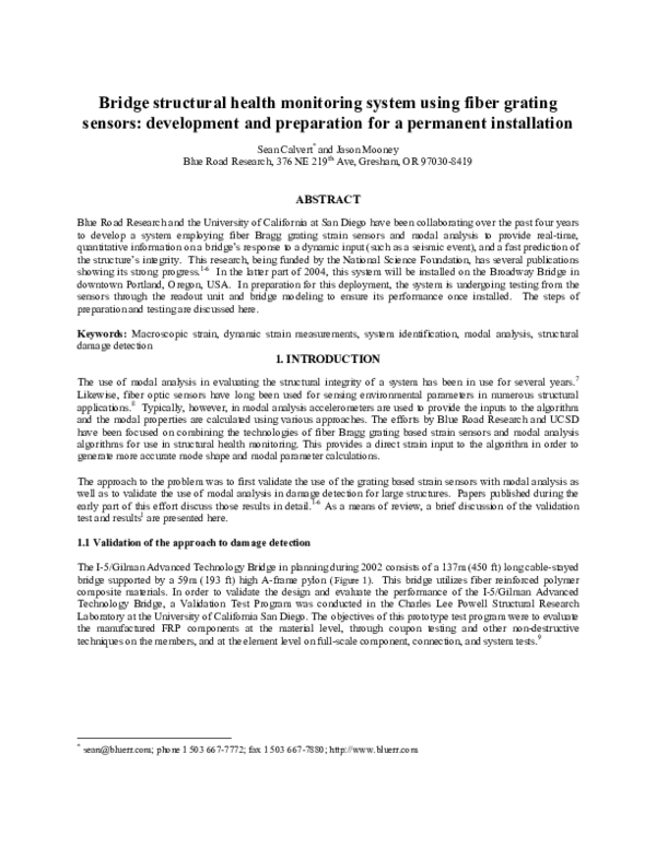 (PDF) Bridge structural health monitoring system using fiber grating ...