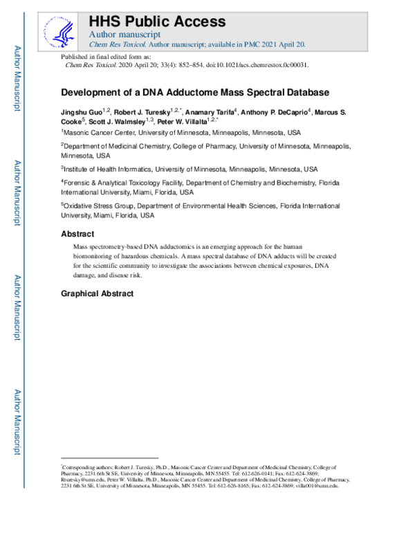 (PDF) Development of a DNA Adductome Mass Spectral Database