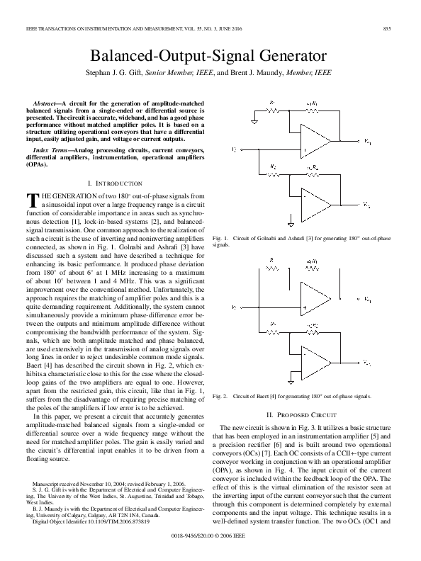 (PDF) Balanced-Output-Signal Generator