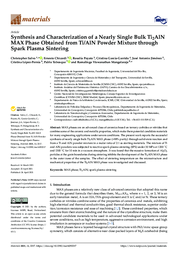 (PDF) Synthesis and Characterization of a Nearly Single Bulk Ti2AlN MAX ...