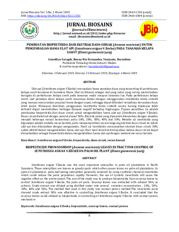 (PDF) PEMBUATAN BIOPESTISIDA DARI EKSTRAK DAUN SIRSAK (Annona muricata ...