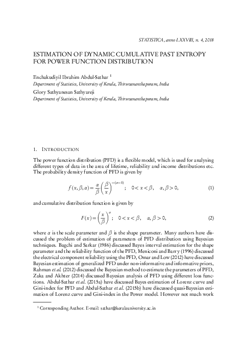 (PDF) Estimation of Dynamic Cumulative Past Entropy for Power Function Distribution