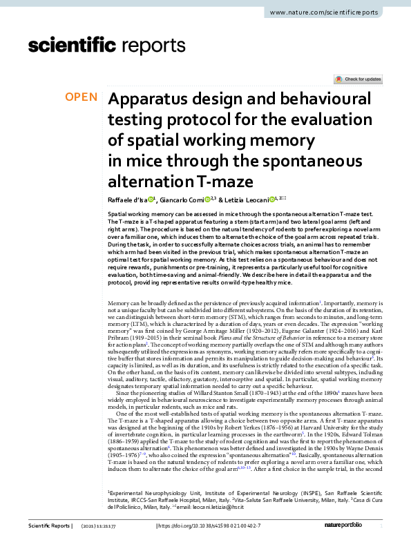 (PDF) Apparatus design and behavioural testing protocol for the ...