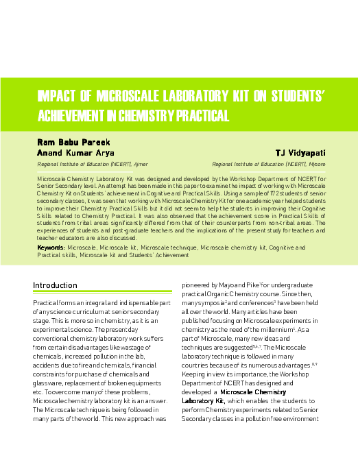 (PDF) Impact of Microscale Laboratory Kit on Students' Achievement in ...