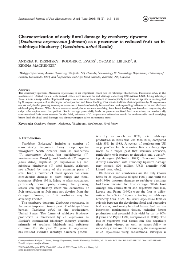 (PDF) Characterization of early floral damage by cranberry tipworm ...