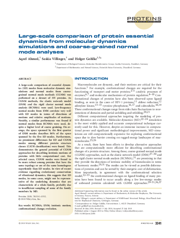 (PDF) Large-scale comparison of protein essential dynamics from ...