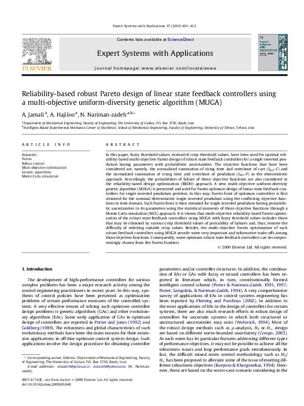 (PDF) Reliability-based robust Pareto design of linear state feedback controllers using a multi ...
