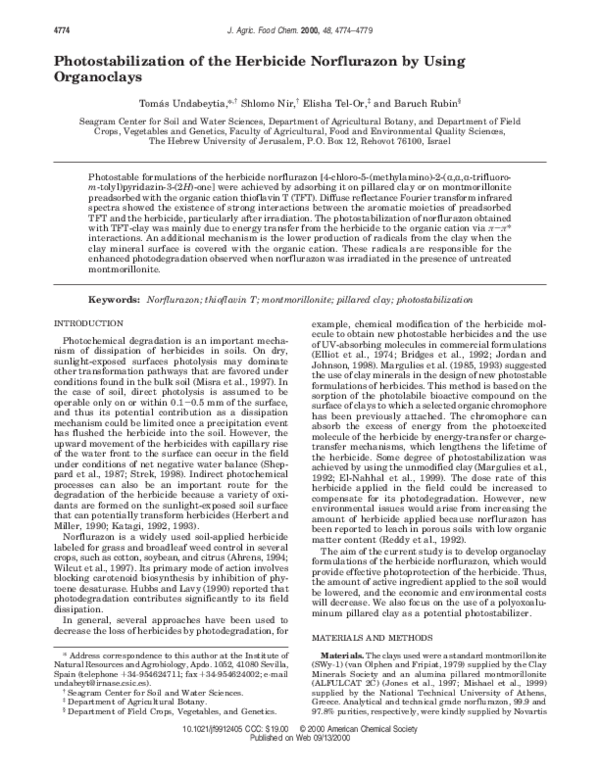 (PDF) Photostabilization of the Herbicide Norflurazon by Using Organoclays