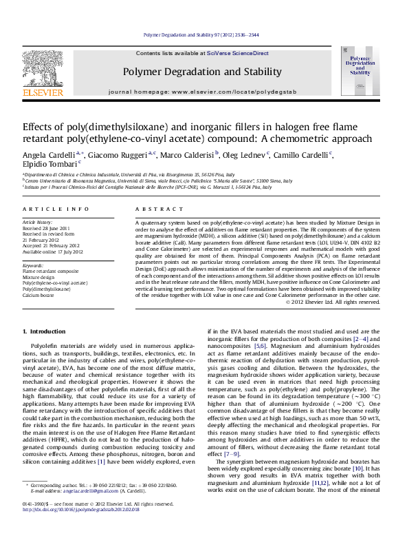 (PDF) Effects of poly(dimethylsiloxane) and inorganic fillers in halogen free flame retardant ...