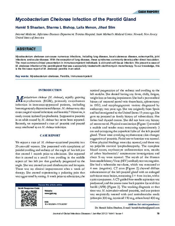 (PDF) Mycobacterium chelonae infection of the parotid gland | Hamid ...