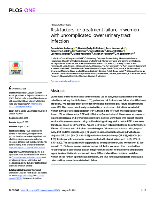 (PDF) Risk factors for treatment failure in women with uncomplicated ...